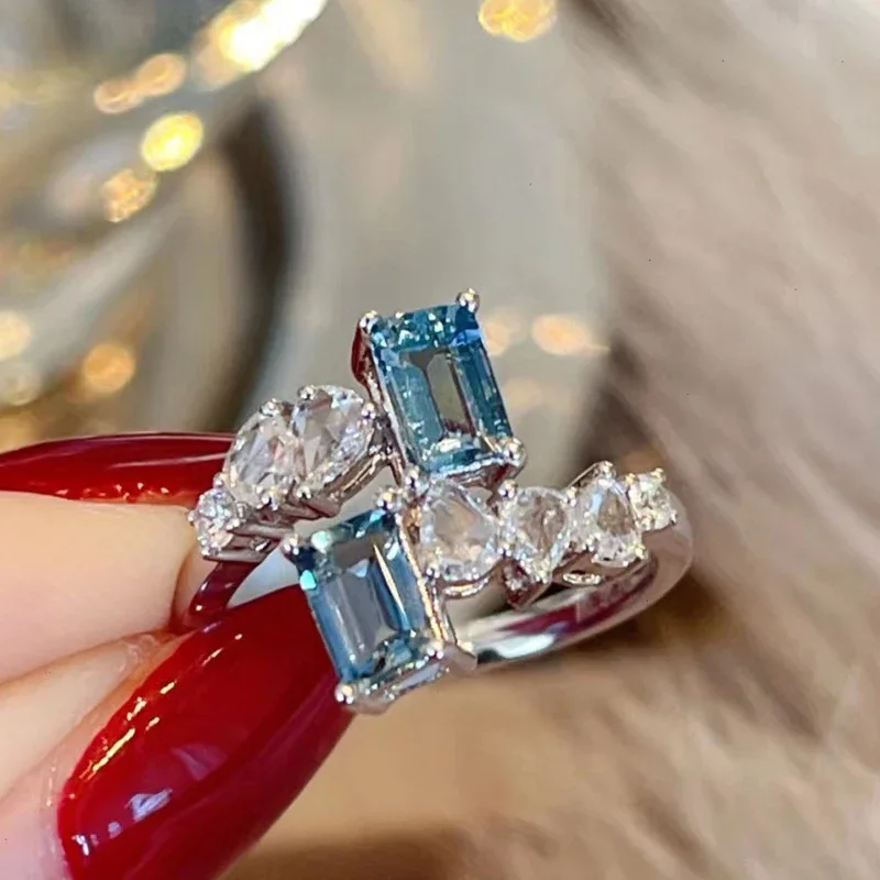 Interweaving-Design-925-Silver-Rings-for-Women-Rectangle-Zircon-Crystal ...