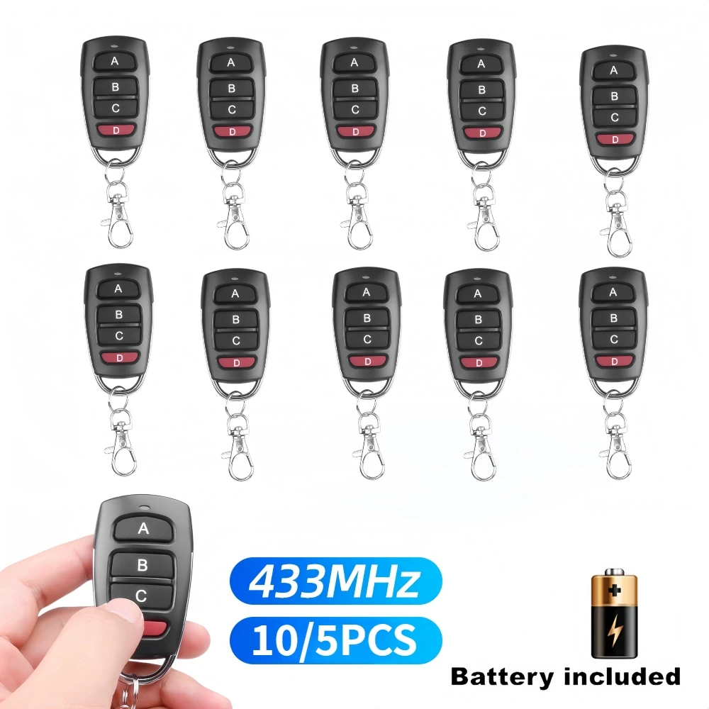 10-5pcs-Wireless-RF-433mhz-Remote-Control-Copy-Code-Garage-Door-Gate ...