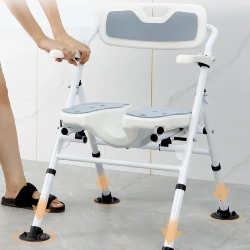 3 in 1 Elderly Shower Chair Anti-slip Bath Stool Adjustable Height ...