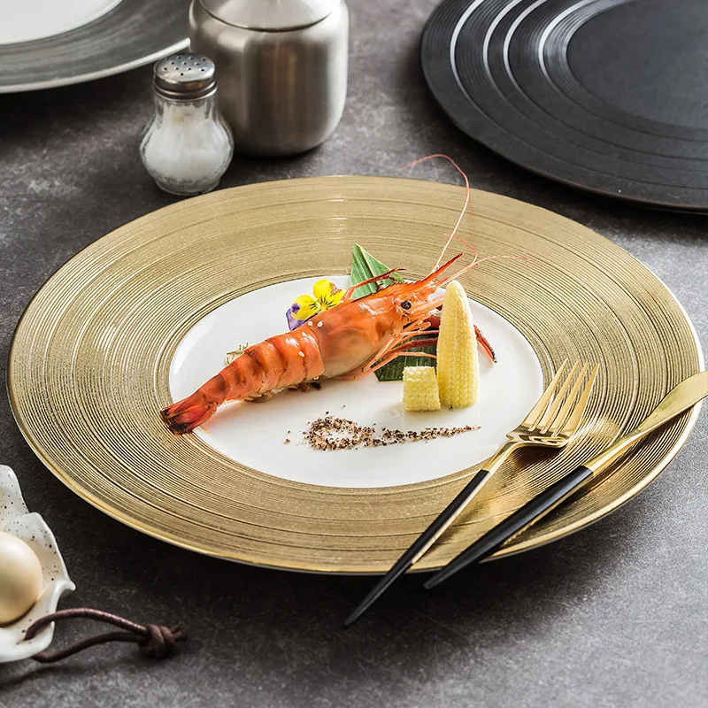Creative-Gold-Plated-Western-Cuisine-Plate-High-End-Restaurant-Golden ...