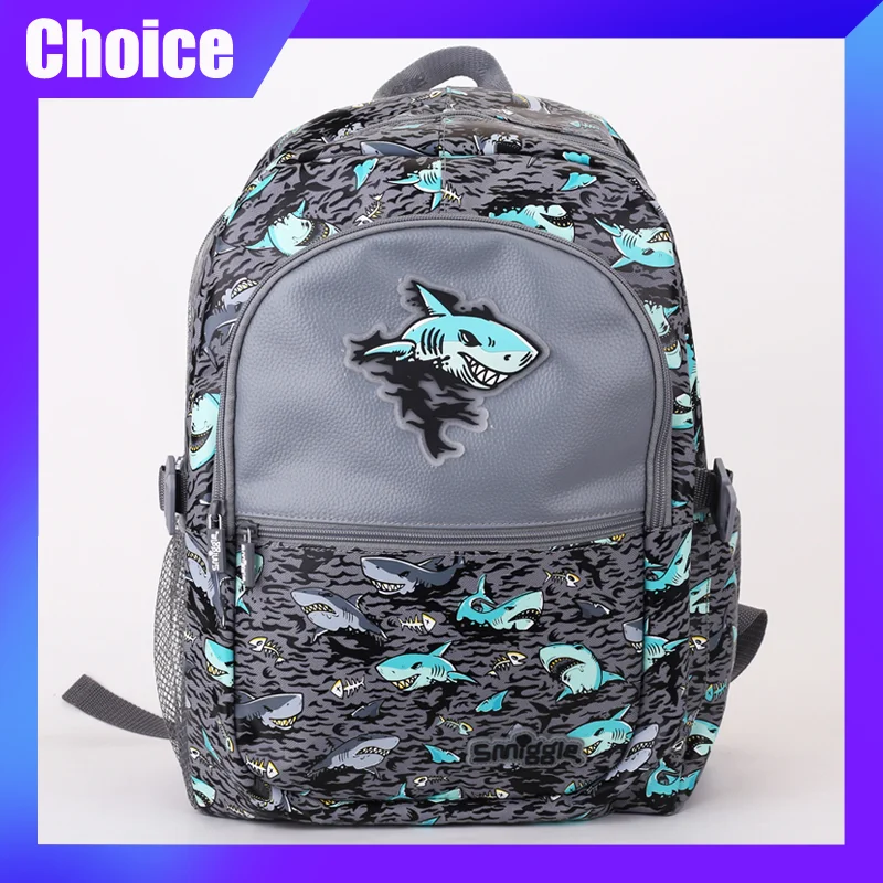 Smiggle-Grey-Shark-Series-Backpack-Large-Capacity-Cartoon-Schoolbag ...