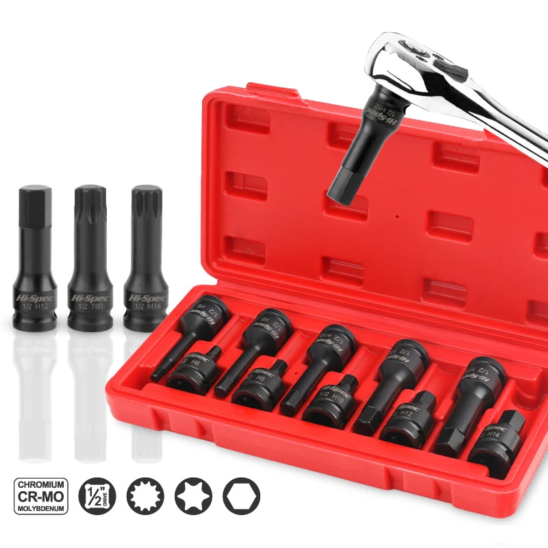 Impact Allen Key Box Set 1/2 H12 H17 Hex T80 Torx Screwdriver Bit ...
