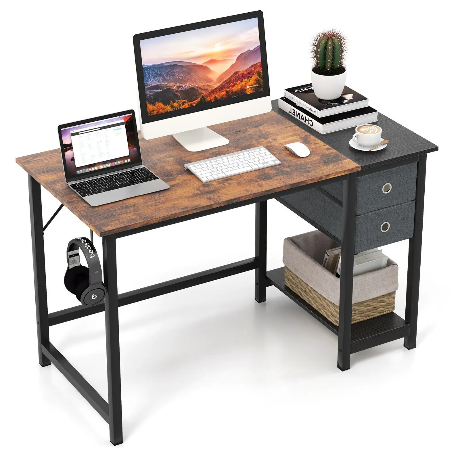GOFLAME-120-cm-Home-Office-Desk-Writing-Desk-Modern-Computer ...