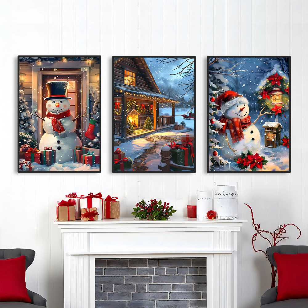 3pcs Merry Christmas Wall Decor Set - Snowman and Christmas Tree ...