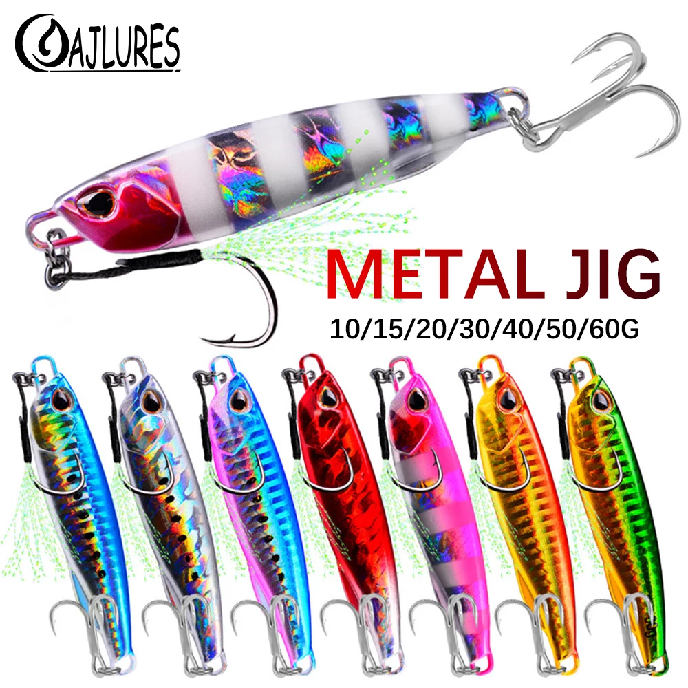 Metal Casting Jig Fishing Lure 10/15/20/30/40/50/60g Shore Casting ...