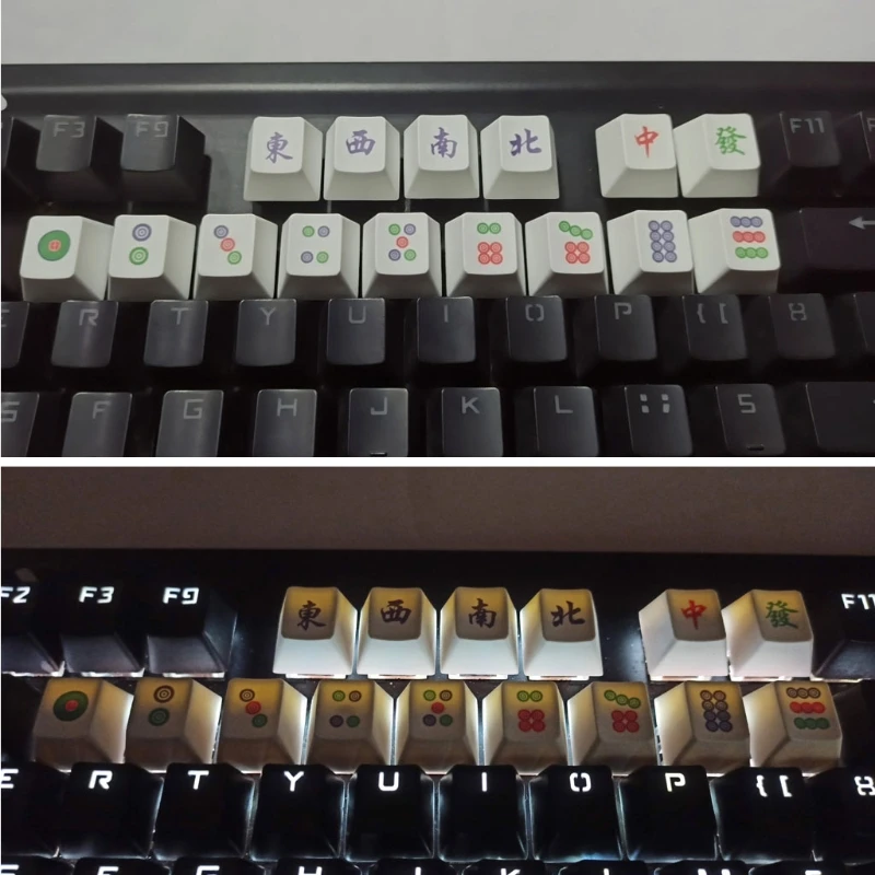15Pcs-Set-Mahjong-Keycap-Dye-Sublimation-Keycap-Mechanics-Keyboard-for ...