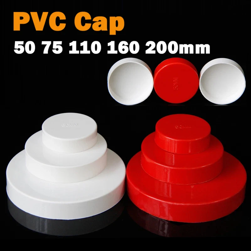 PVC Cap End Caps Plug Blanking 50 75 110 160 200mm White/Red Adhesive ...