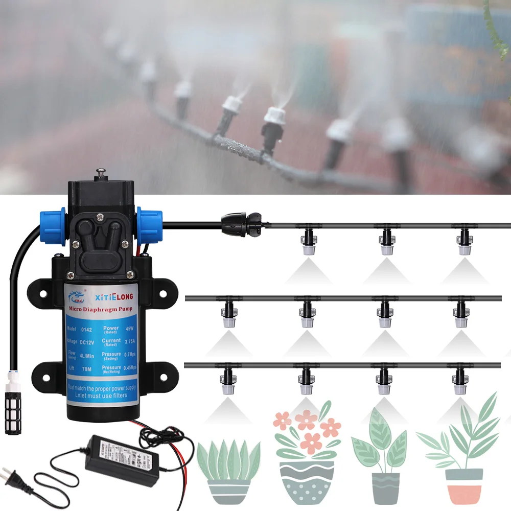5-50M-Garden-Misting-Nozzles-Cooling-System-45W-Pump-Self-Priming ...
