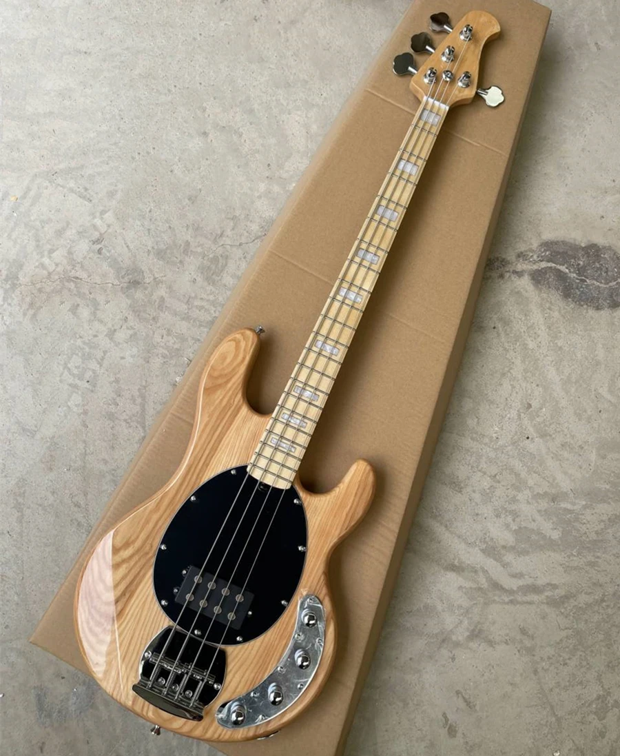 Flyoung 4 Strings Ash Body Electric Bass Guitar with White Block Inlays ...