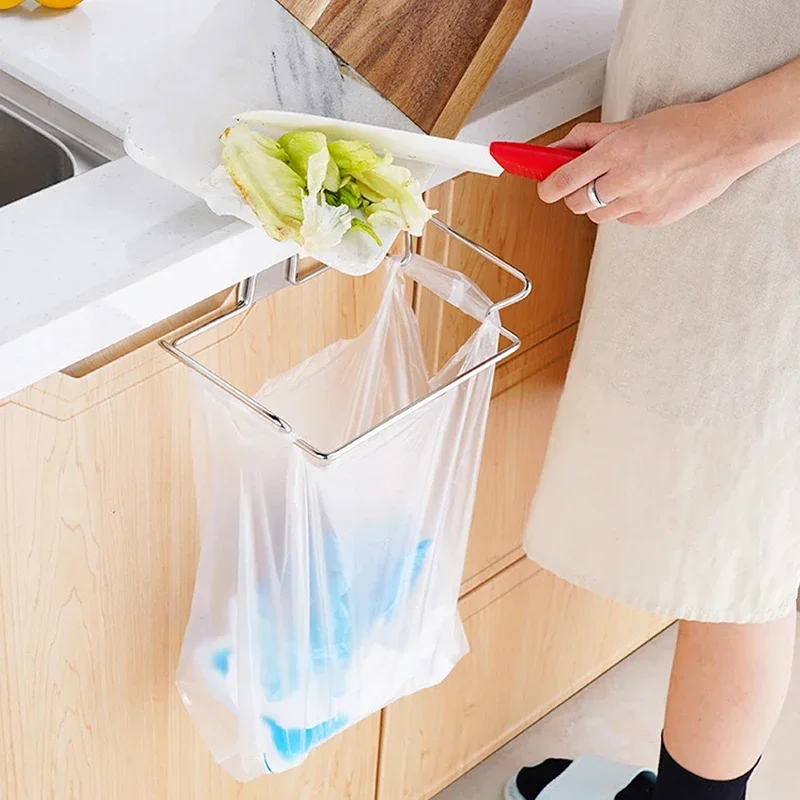Kitchen-Trash-Rack-Cabinet-Door-Garbage-Bags-Holder-Stainless-Steel ...