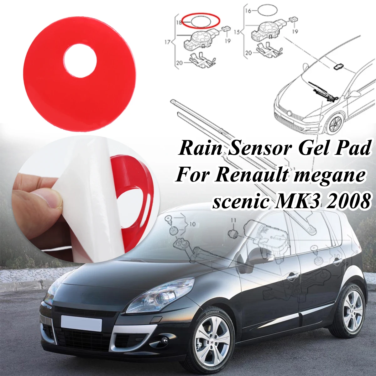 Rain Light Sensor Gel Silicone Pad For Renault Megane Scenic MK3 BMW ...
