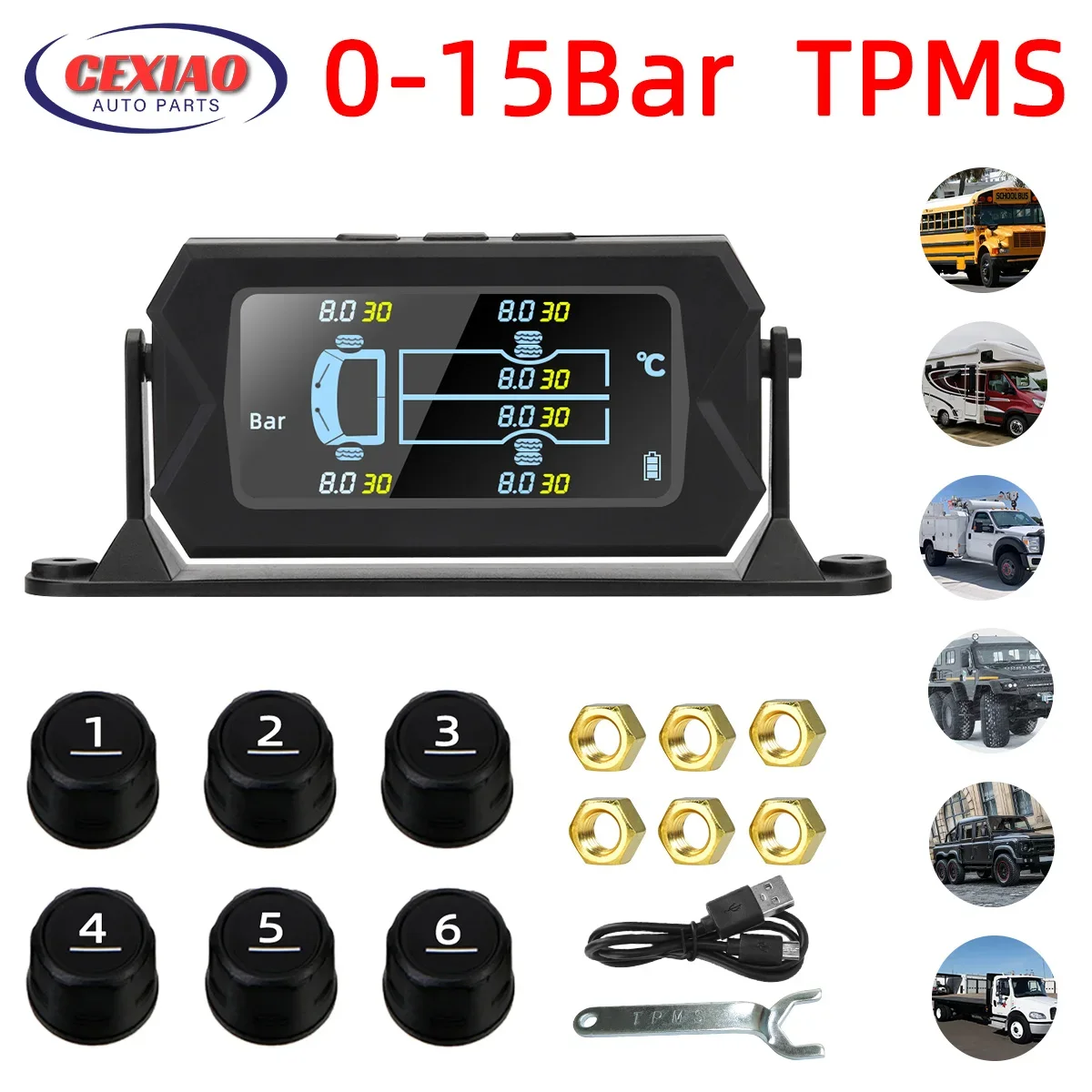 TPMS-Truck-Tire-Monitor-Tire-Pressure-Sensor-Auto-Security-Alarm ...