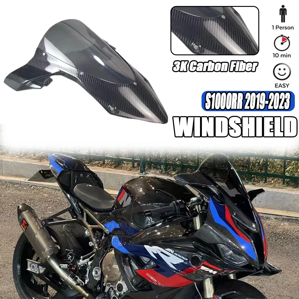 WINDSHIELD-3K-Carbon-Fiber-CLEAR-Acrylic-Fairing-Motorcycle-Body-Parts ...