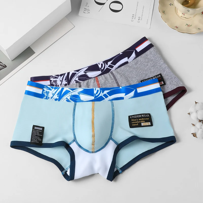 Men's underwear Men's trend print comfortable boxers summer slim boxers ...