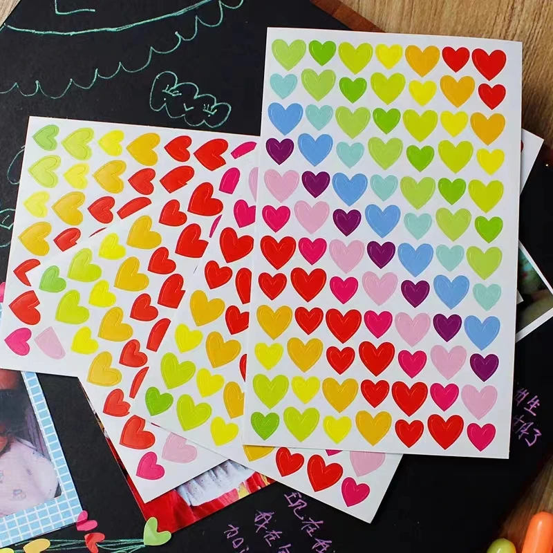 6Sheets-Set-DIY-Hearts-Stars-Dots-Shape-Stickers-Kids-DIY-Colorful-PVC ...