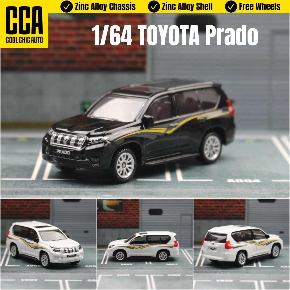 1/64 TOYOTA Prado SUV Miniature Model CCA MSZ 3" Alloy Toy Car Vehicle ...