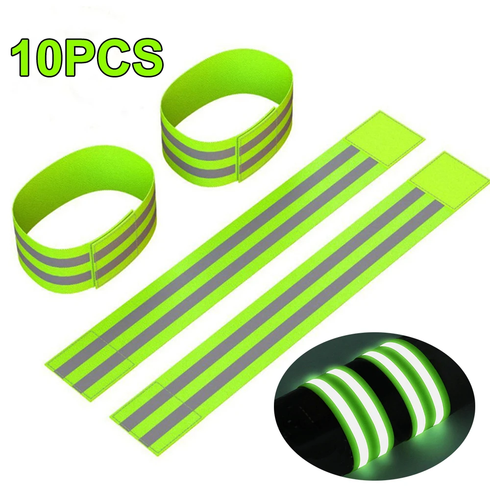 10pcs-Reflective-Bands-For-Wrist-Arm-Ankle-Leg-High-Visibility-Reflect ...