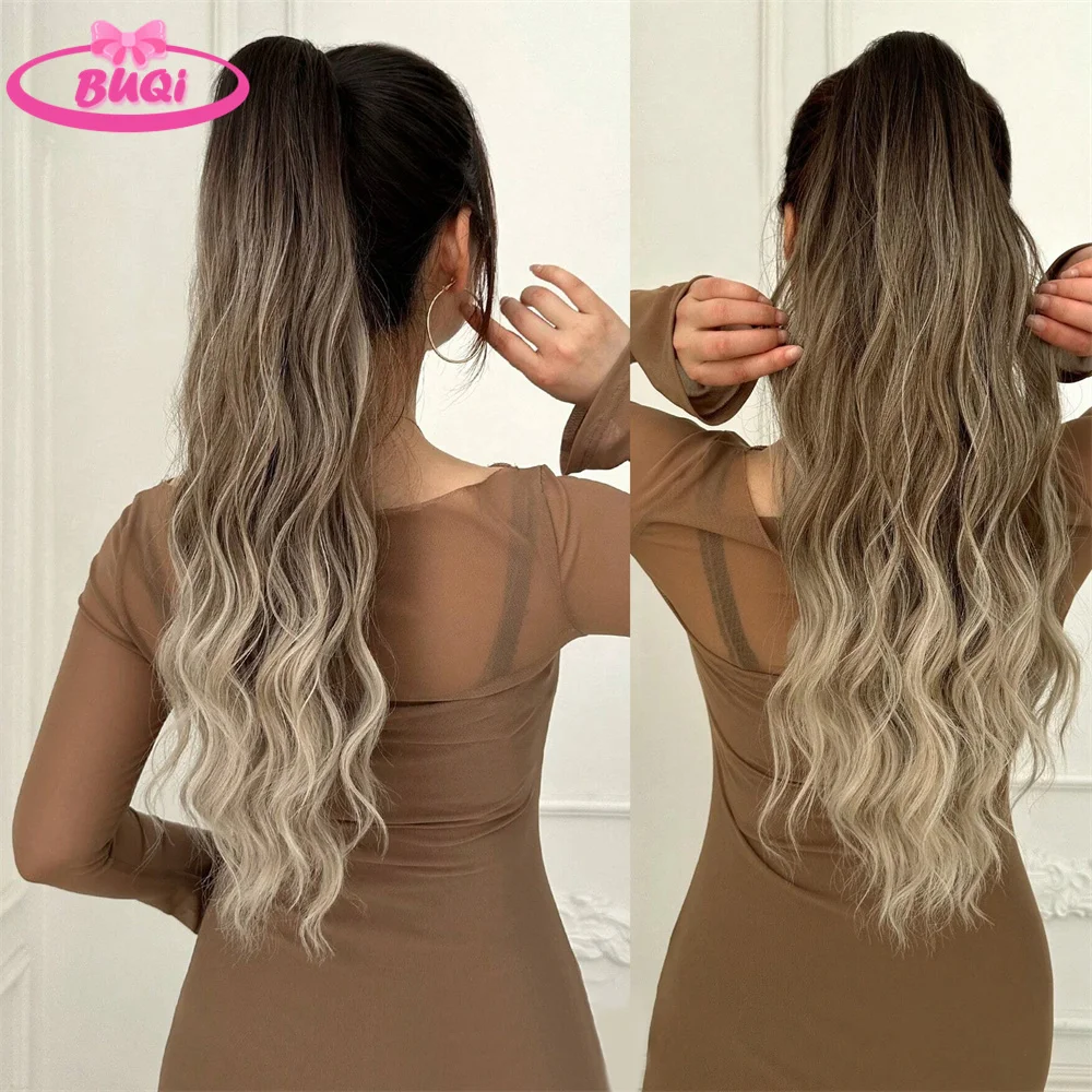 Water-Wave-Claw-Clip-In-Ponytail-Hair-Extension-Ombre-Color-Curly-Wavy ...