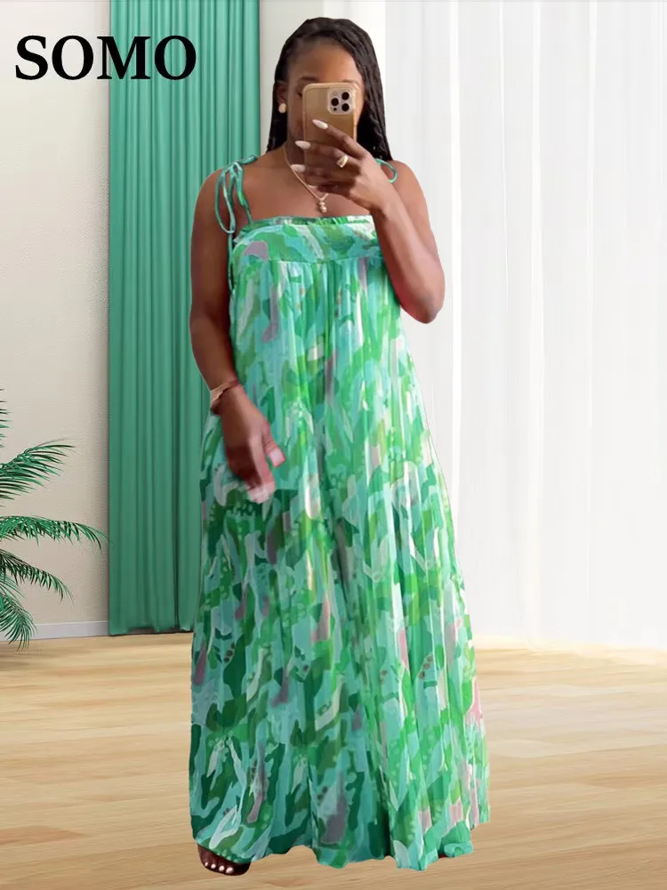 Somo Plus Size Jumpsuit Women Clothing Floral Printed Slip Sleeveless