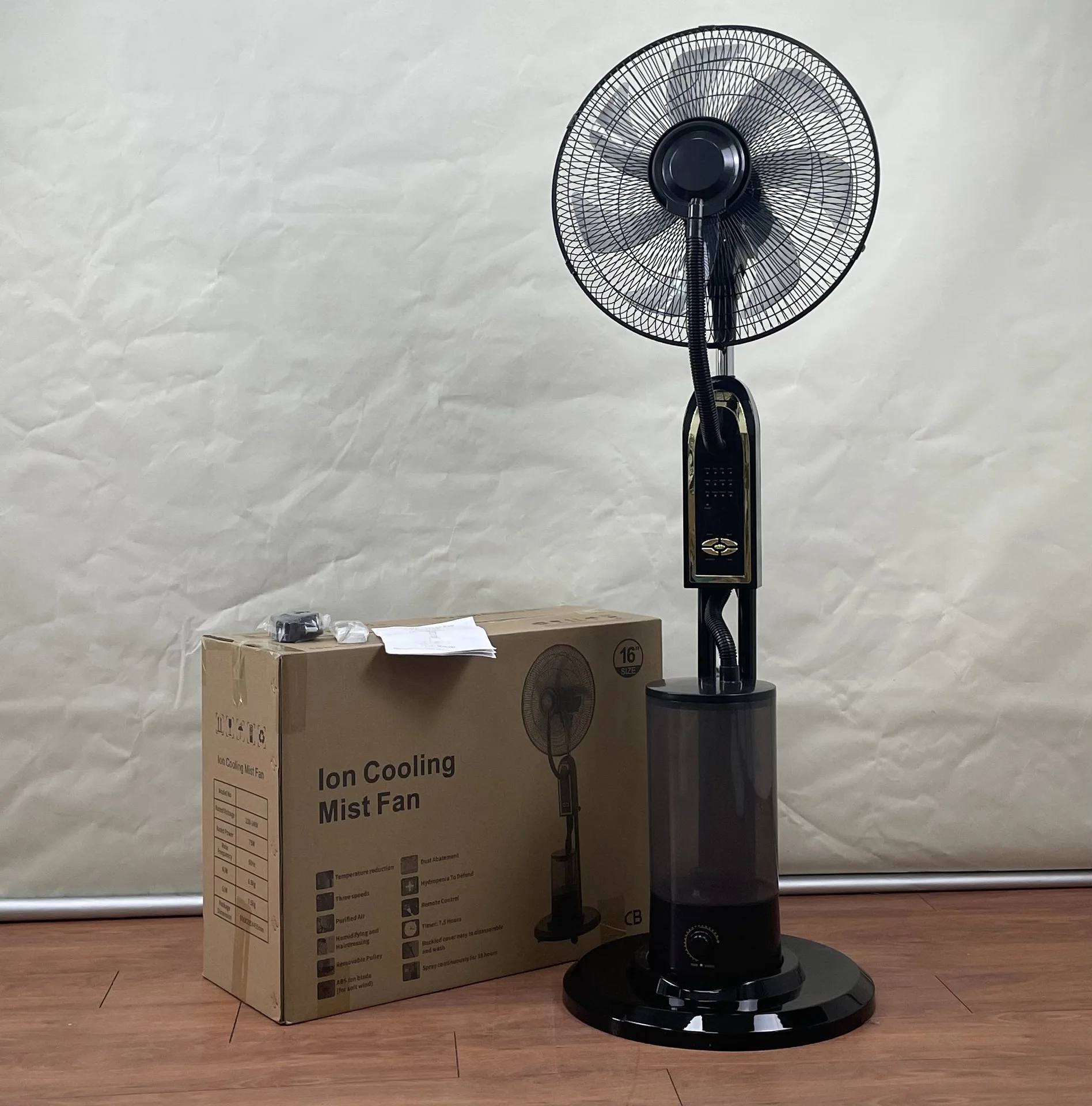 Chemical-free electric fan 4L large water tank spray floor fan ...