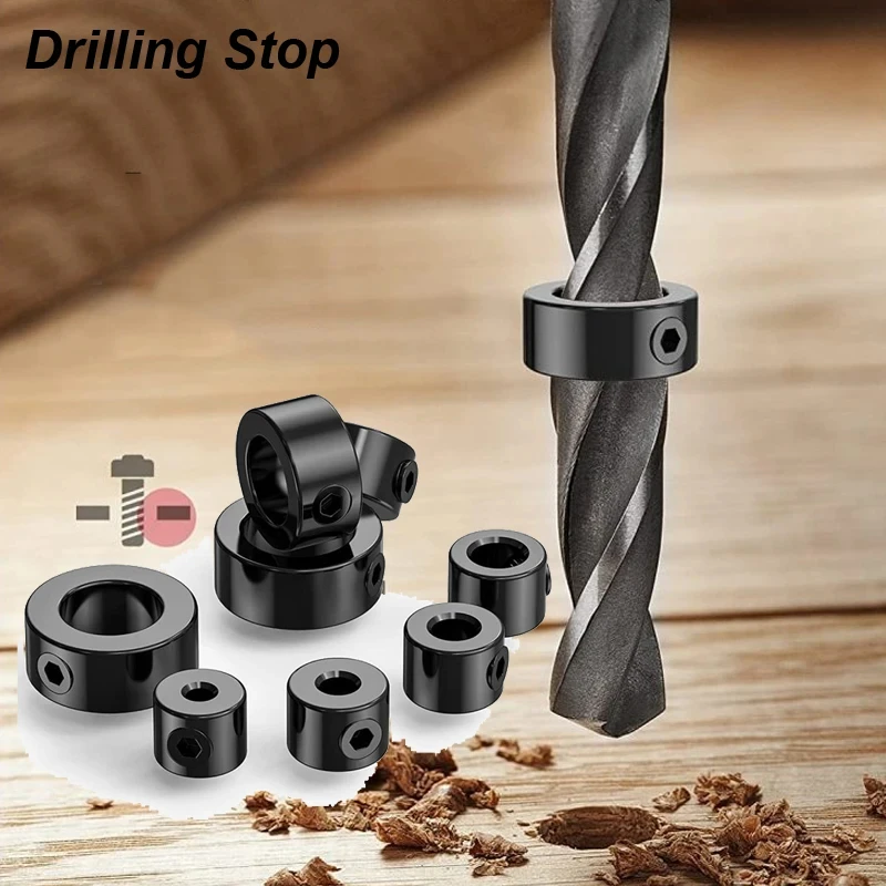 Drill-Depth-Stop-Bit-Collar-Set-Adjustable-Positioner-Limit-Ring-Allen ...