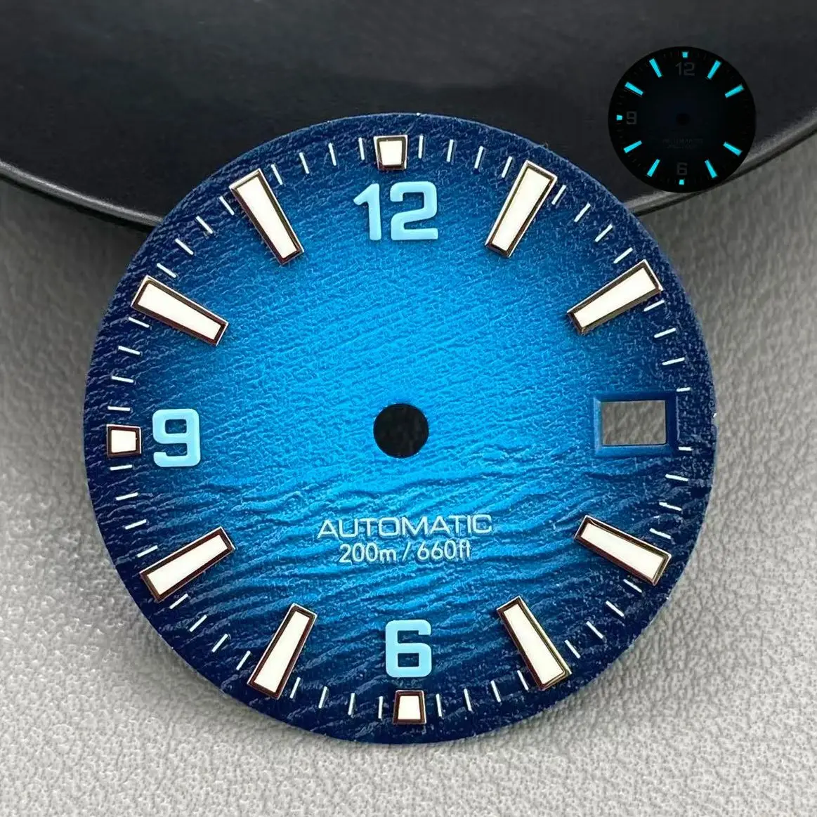 High Quality 28.5mm NH35 Dial Blue Ocean Wave Pattern Blue Luminous ...