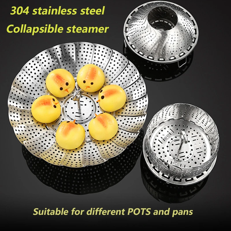 Stainless Steel Multifunctional Steamer Plate Silver Magic Retractable ...