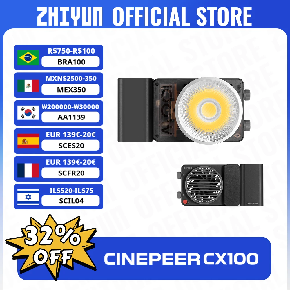 ZHIYUN-Official-CINEPEER-CX100-100W-Handheld-Led-COB-Light-Pocket-Video ...