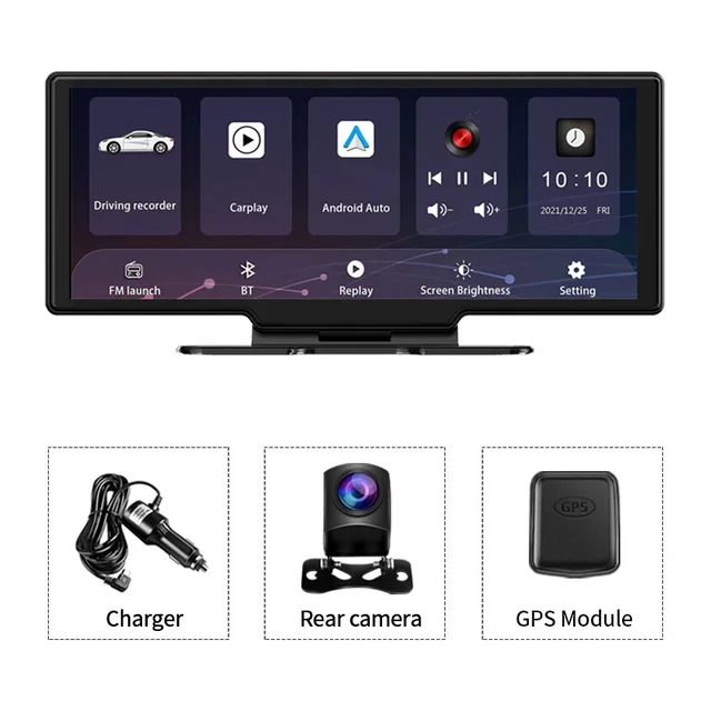 K2 Dual Lens Carplay & Android Auto Dash Cam Wifi 2160P Dashboard Car DVR GPS Navigation Video ...