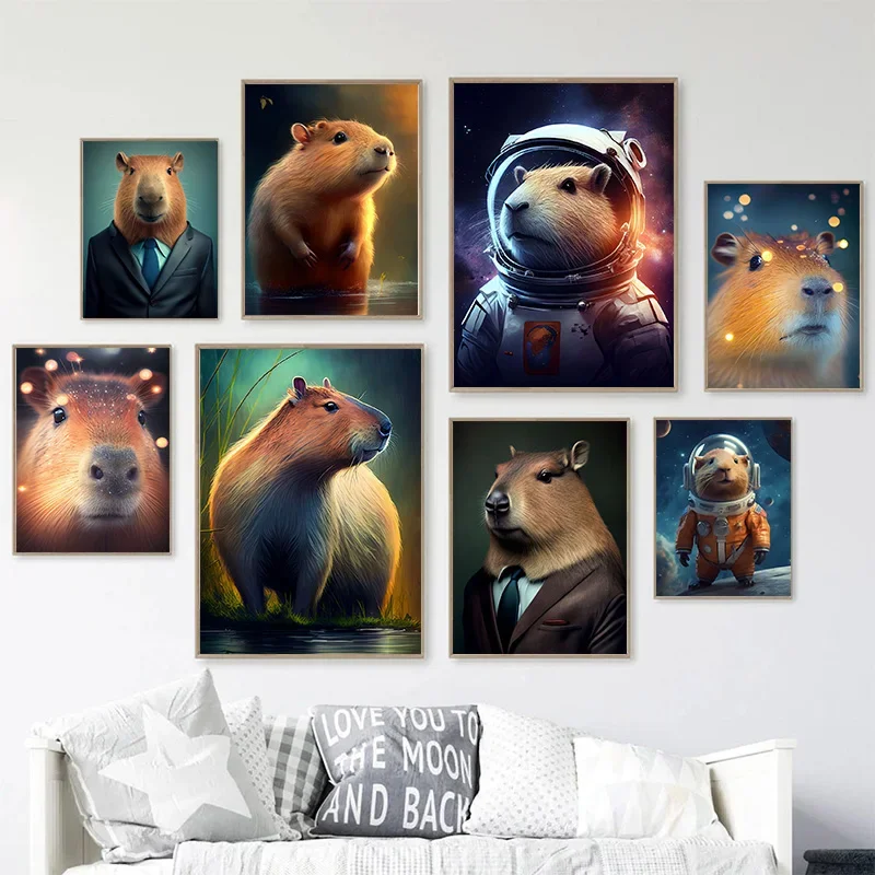 Cute-Businessman-Astronaut-Capybara-Portrait-Poster-Canvas-Painting ...