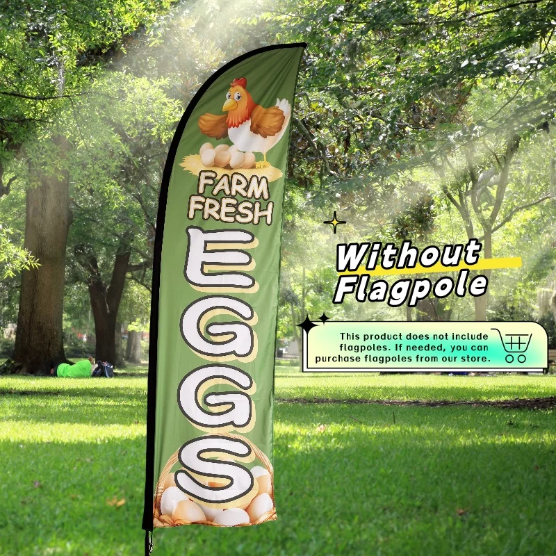 1pc Farm Fresh Eggs Feather Banner Flag 12ft Advertising Feather Flags ...