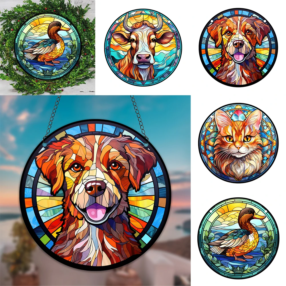 Animals-Stained-Suncatcher-Panel-Animals-Window-Hanging-for-Doors-Room ...