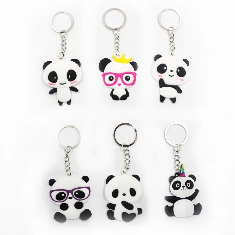 Cute Panda Pvc Keychains Cartoon Charms Keychain Key Rings For Boy ...