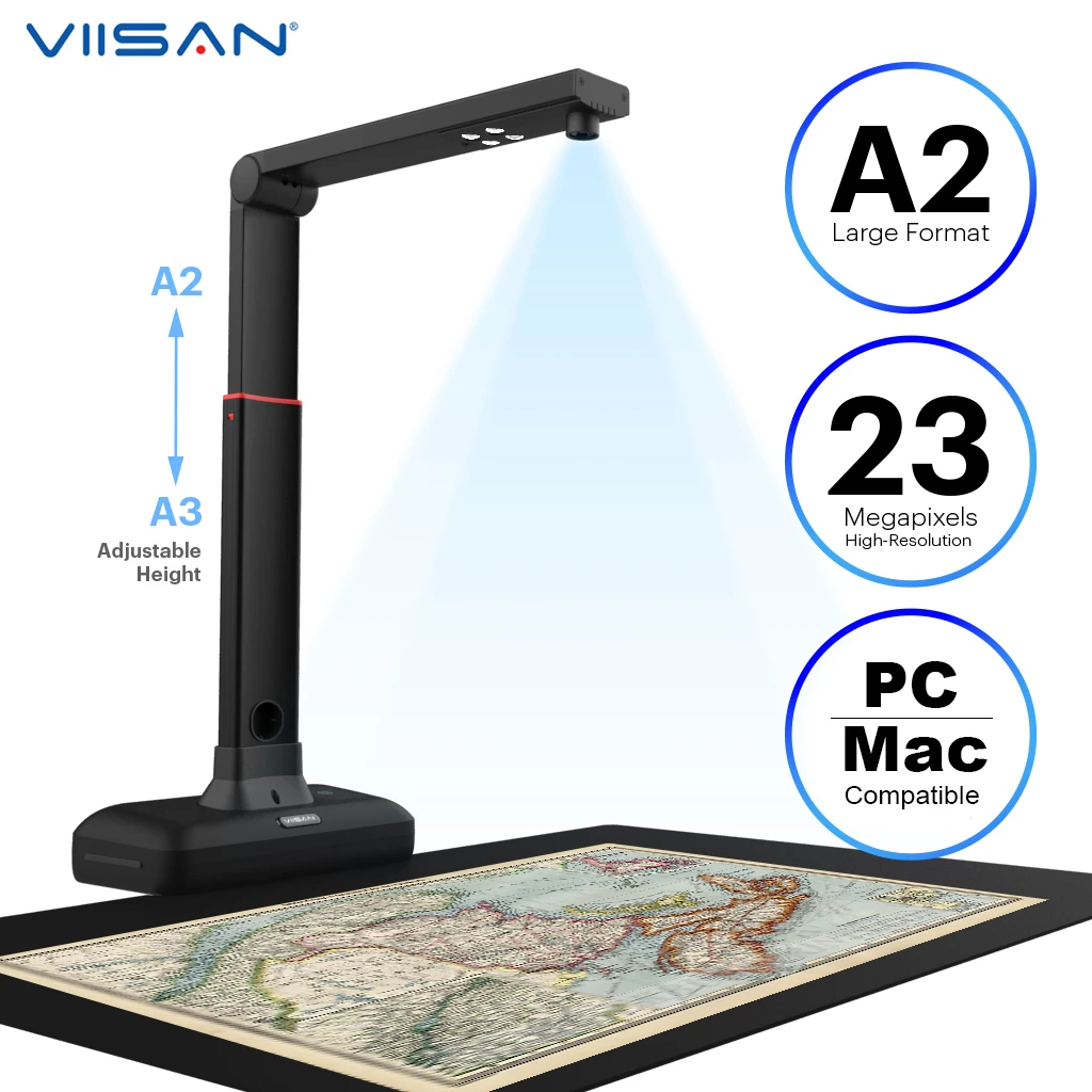Viisan S21 A2/a3 Large Format Overhead Book& Document Scanner 23mp High ...