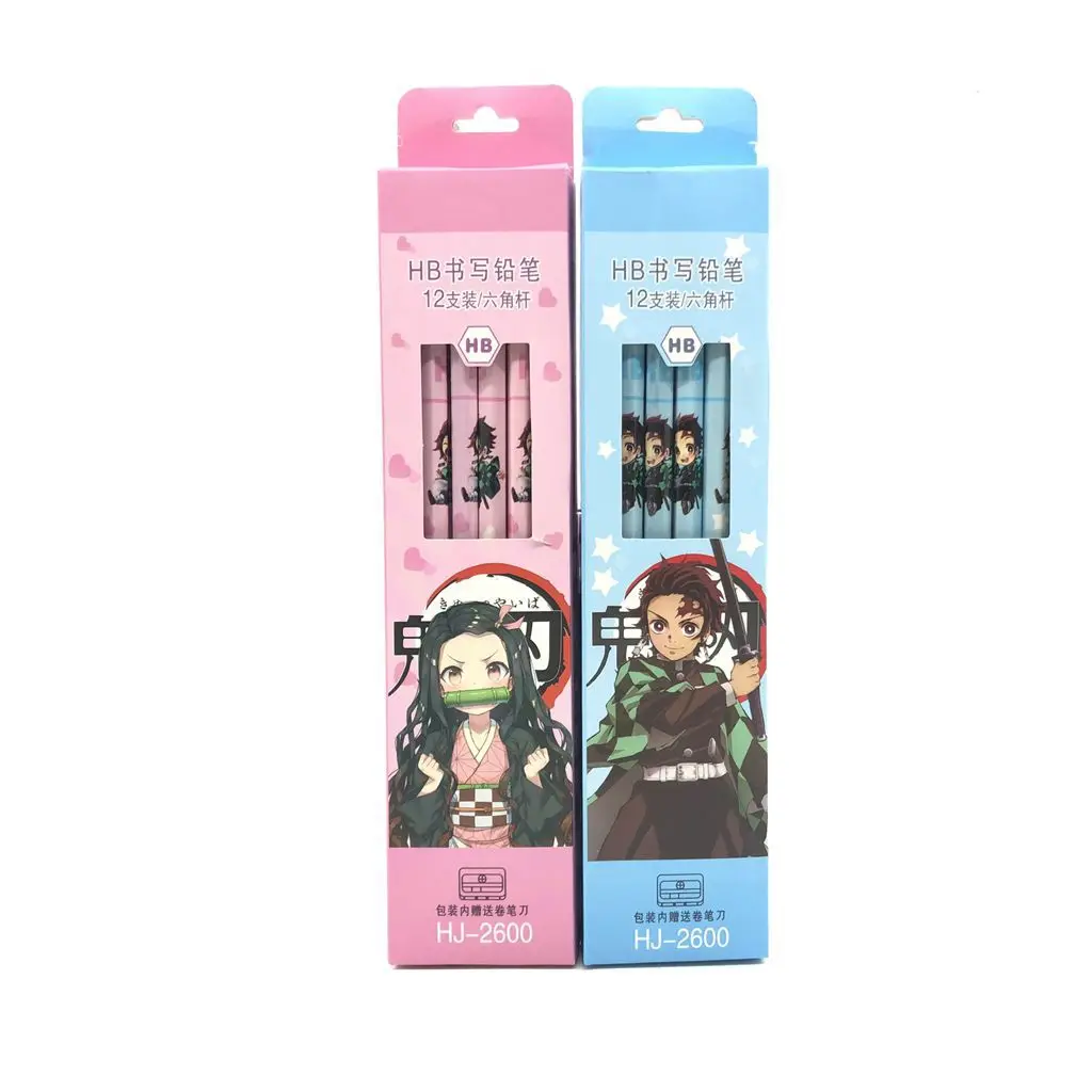 12pcs Demon Slayer Hb Rubber Pencil Anime Peripheral Stationery Student