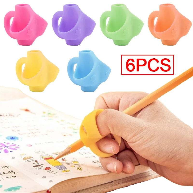 1-6PCS-Three-Finger-Silicone-Pencil-Holder-Student-Children-Writing ...