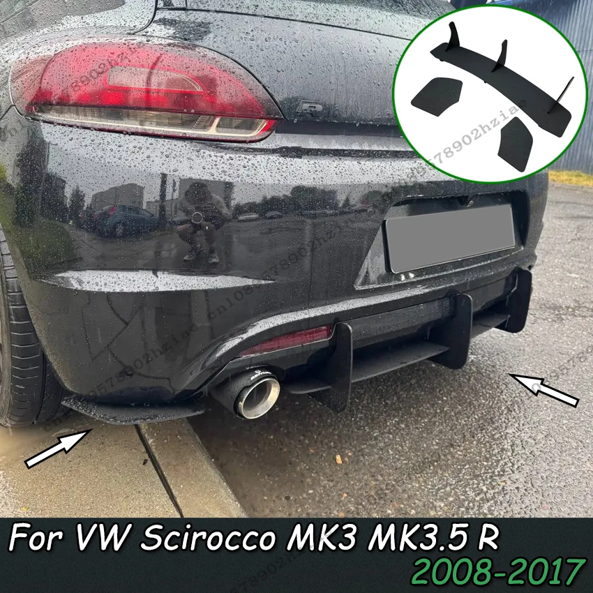3 Fins Car Rear Bumper Diffuser Lip Side Splitters Spoiler Lip For VW ...