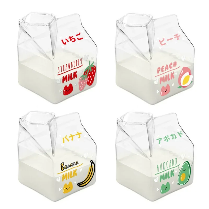 Hot-Half-Pint-Milk-Carton-Cups-Glass-Milk-Cups-Creative-Personalized ...
