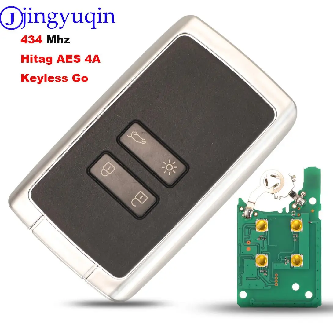 jingyuqin Car Alarm 4 Button Smart Remote Key 434mhz Hitag AES 4A Chip ...