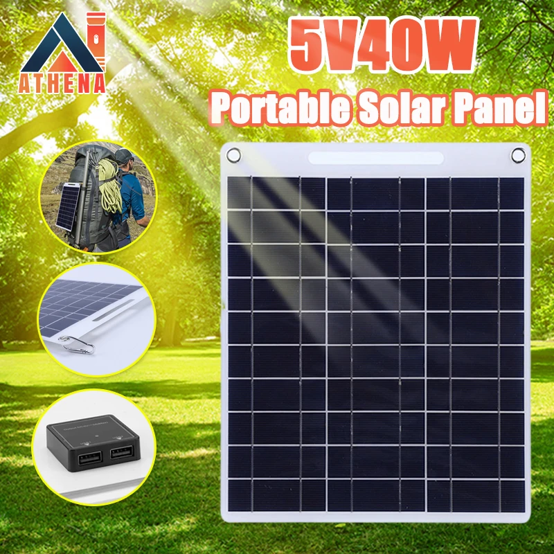 40W Solar Panel Portable 5V Fast charging USB Cell Board Outdoor ...