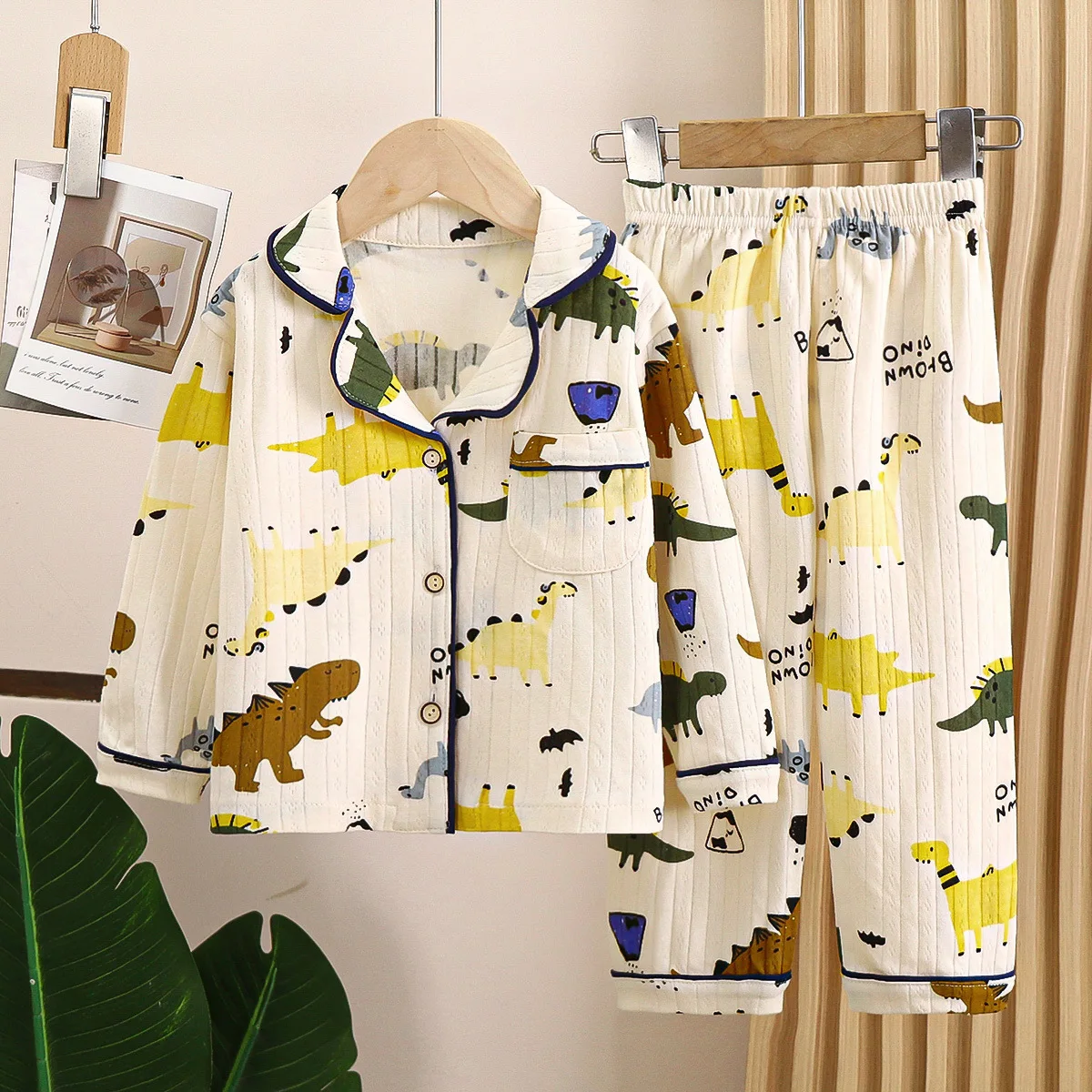 Kids Spring Summer Pajamas Set Cute Cartoon Print Long Sleeve Lapel ...