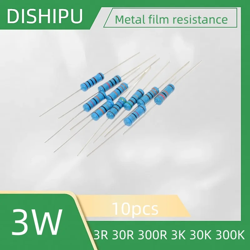 10pcs 3W metal film resistance 3R 30R 300R 3K 30K 300K 300 ohms ...