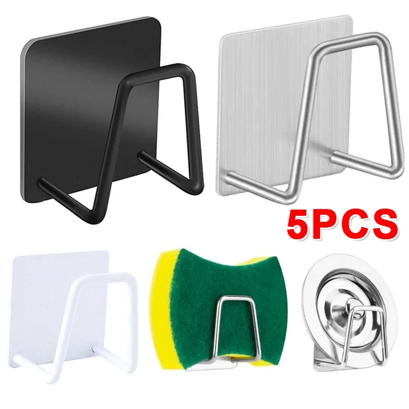 5/1PCS Kitchen Sponges Holder Rack Stainless Steel Adhesive Sink ...