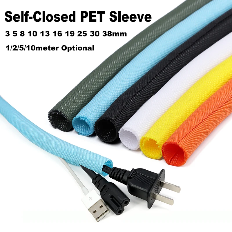 Cable Sleeve 3mm ~ 38mm Self-Closed PET Braid Expandable Auto Line ...