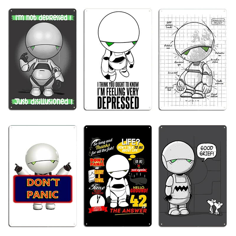 Good Grief DON'T PANIC Marvin Cute Hitchhikers Guide to the Galaxy and ...