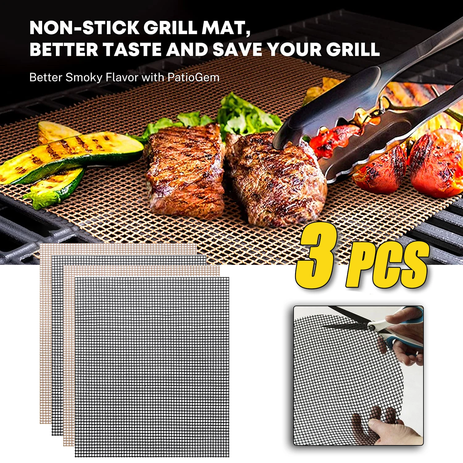 3PCS-Non-Stick-High-Temperature-Resistant-BBQ-Grid-Pad-Barbecue-Mesh ...