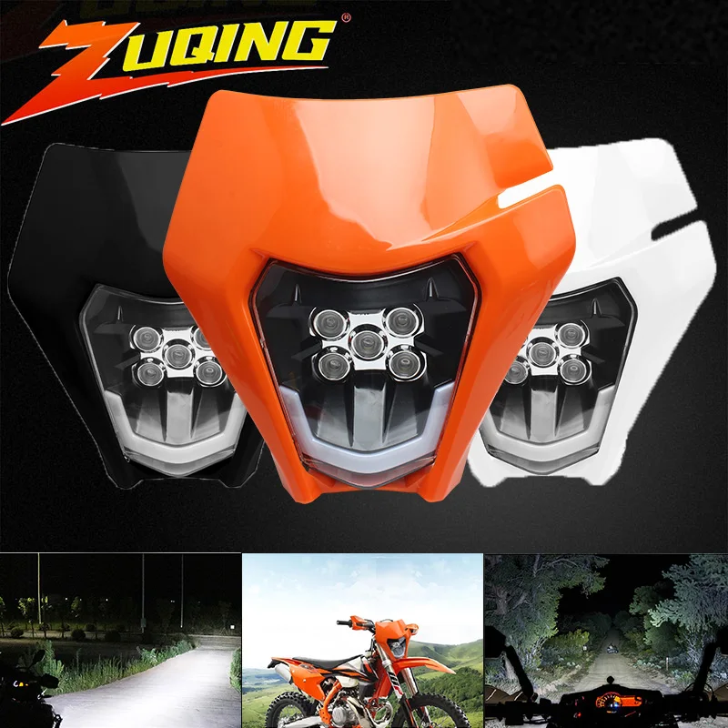 For-KTM-Headlight-Plate-LED-Motorcycle-Head-Light-Fairing-Headlamp-EXC ...