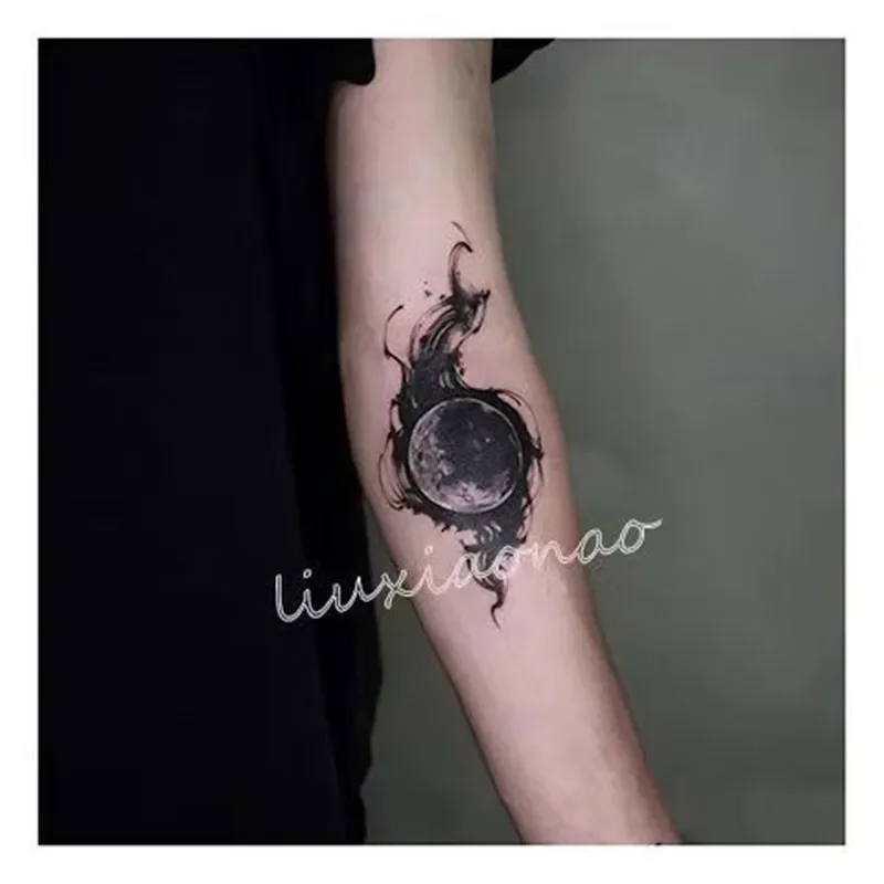 Luna-Store-Dark-Planet-Black-Sun-Tempary-Tattoo-Abstract-Tatoo-Body-Art ...