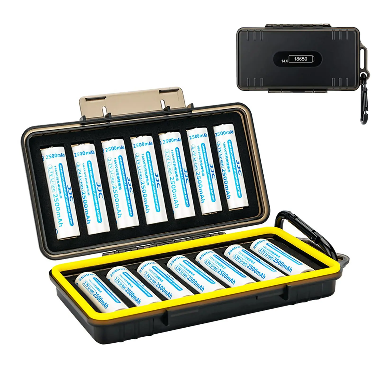 14-Slots-18650-Battery-Case-with-Carabiner-Water-Resistant-and ...