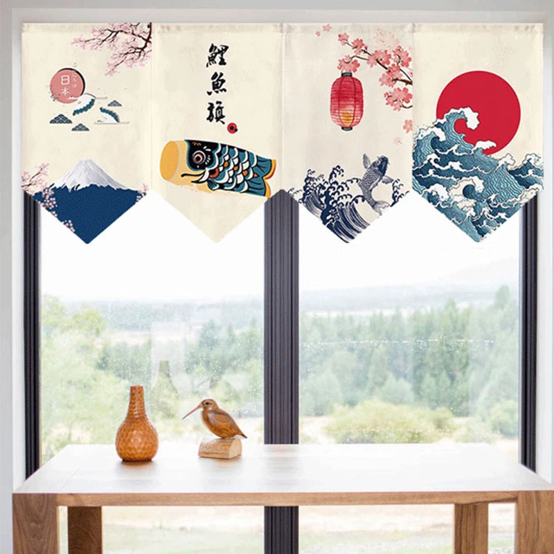 Japanese-Style-Short-Door-Curtain-Kitchen-Partition-Living-Room-Pennant ...